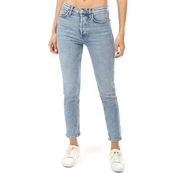 Re/Done | Jeans | Redone Jeans Blue Mid 9s High Rise Ankle Crop Button ...